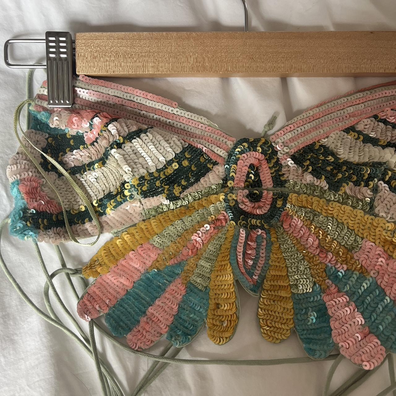 PERFECT FESTIVAL BUTTERFLY SEQUIN TOP never worn... - Depop