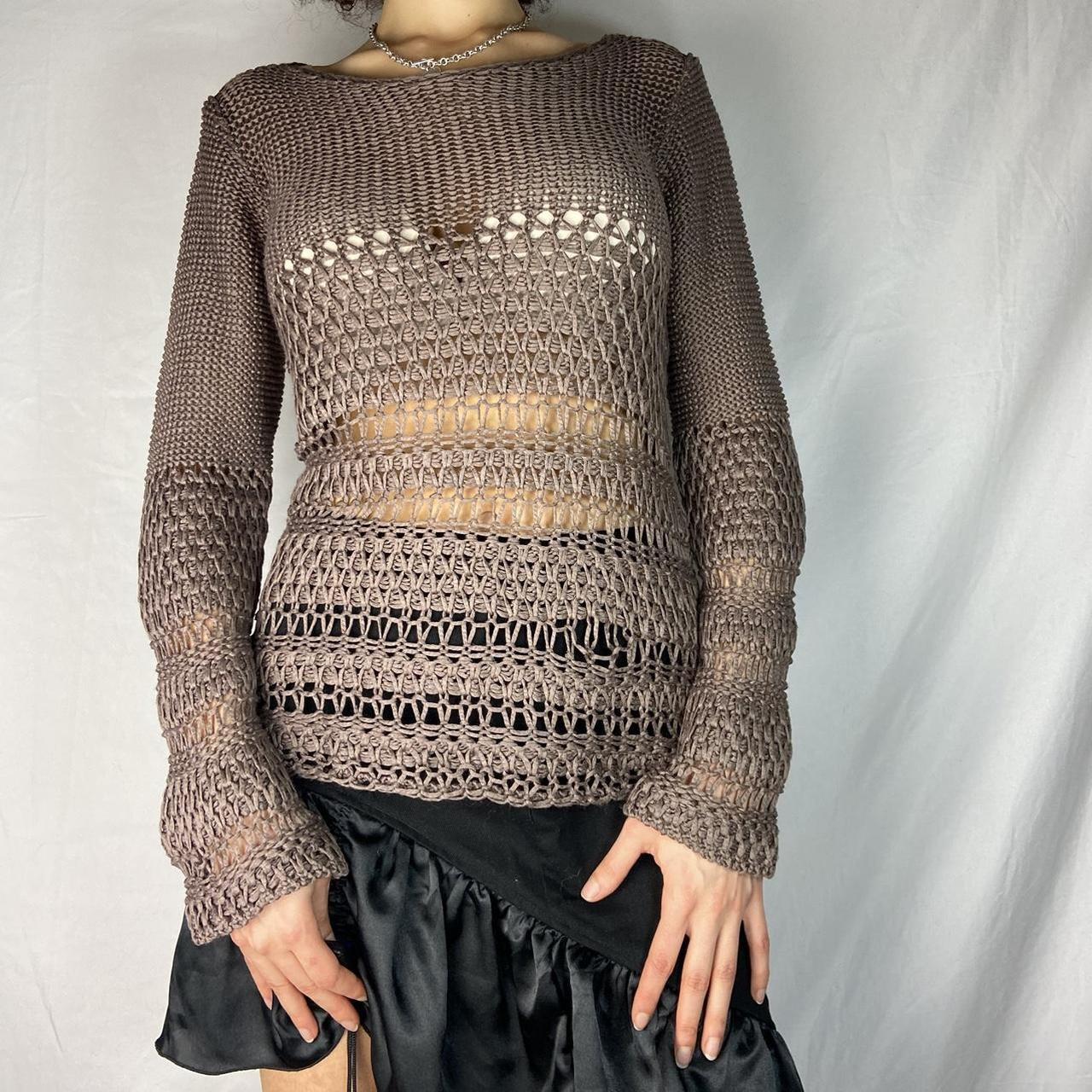 Vintage Y2k 00s dark chocolate brown long sleeve... - Depop