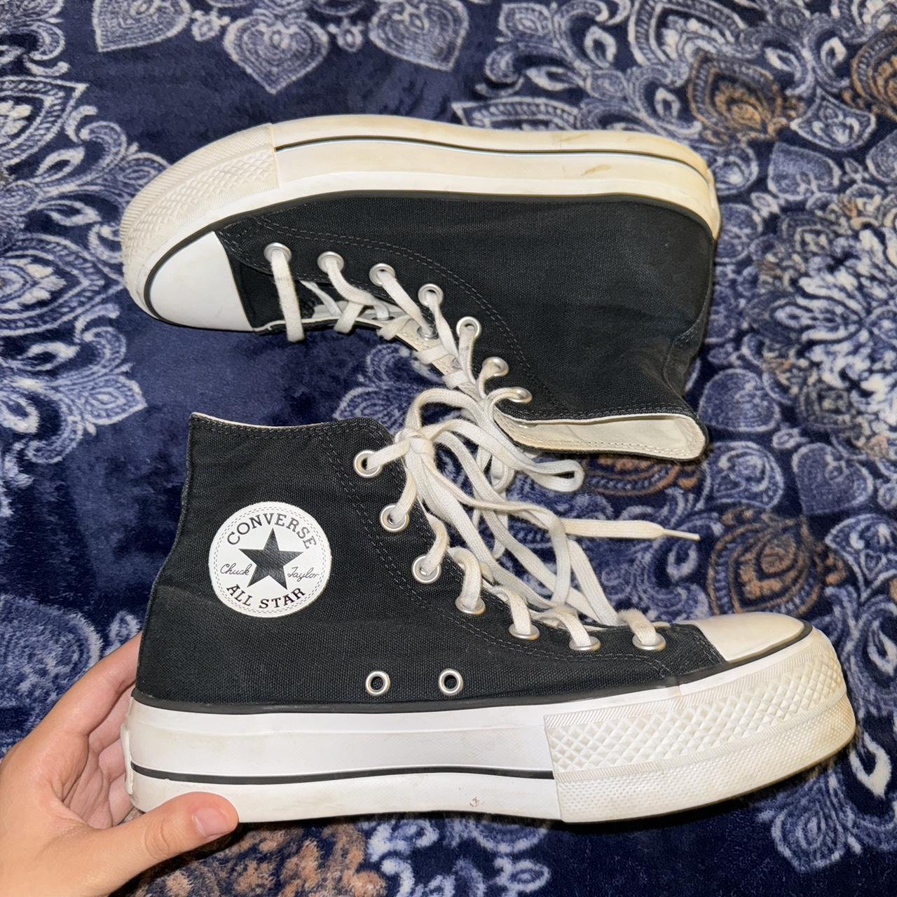 black platform converse size 8 look almost... - Depop