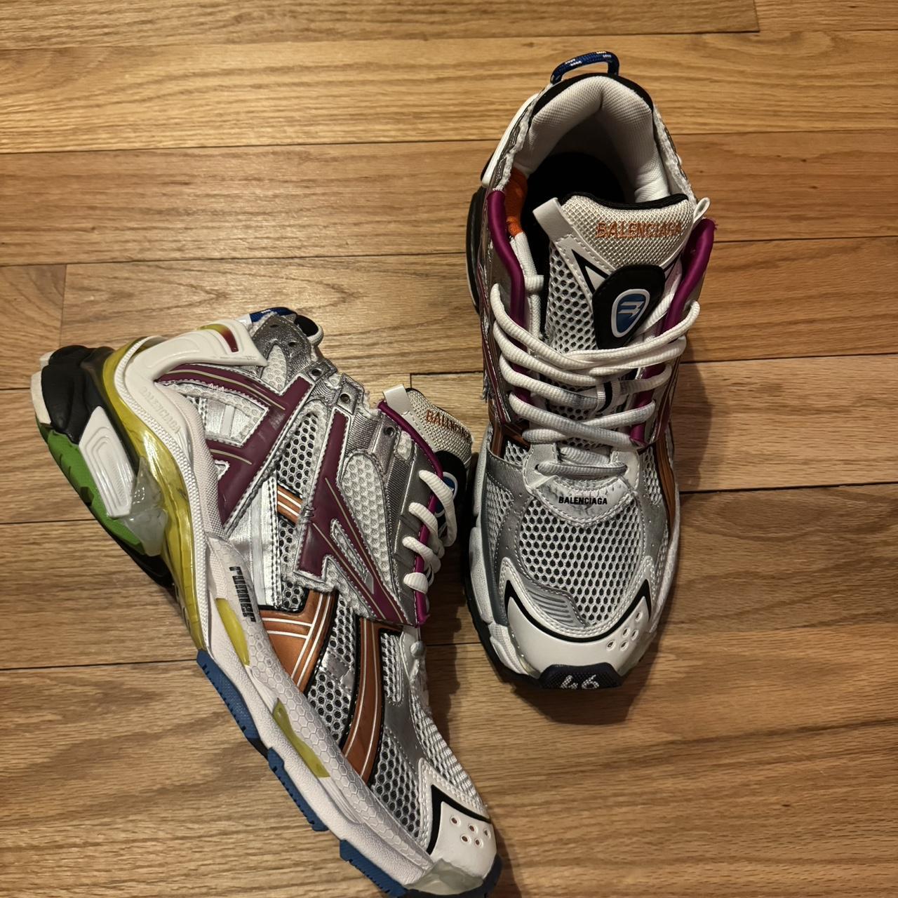 balenciaga runners multi color worn twice no... - Depop