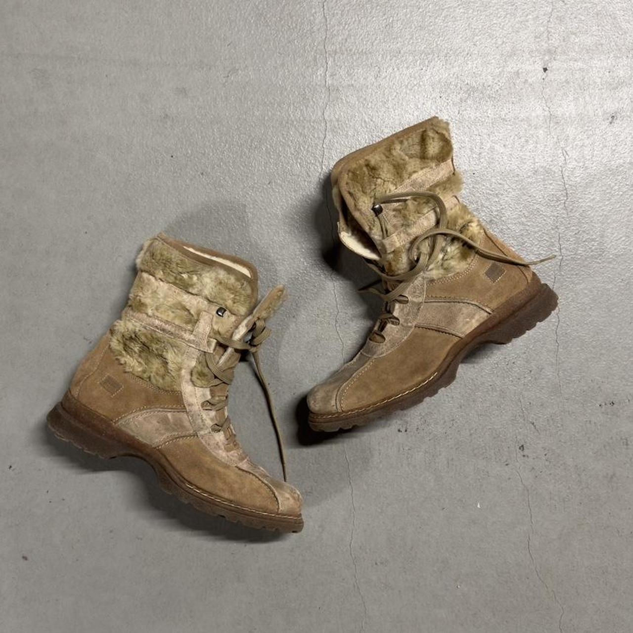 Lambs wool lace-up boot - Square toe & lambs wool... - Depop