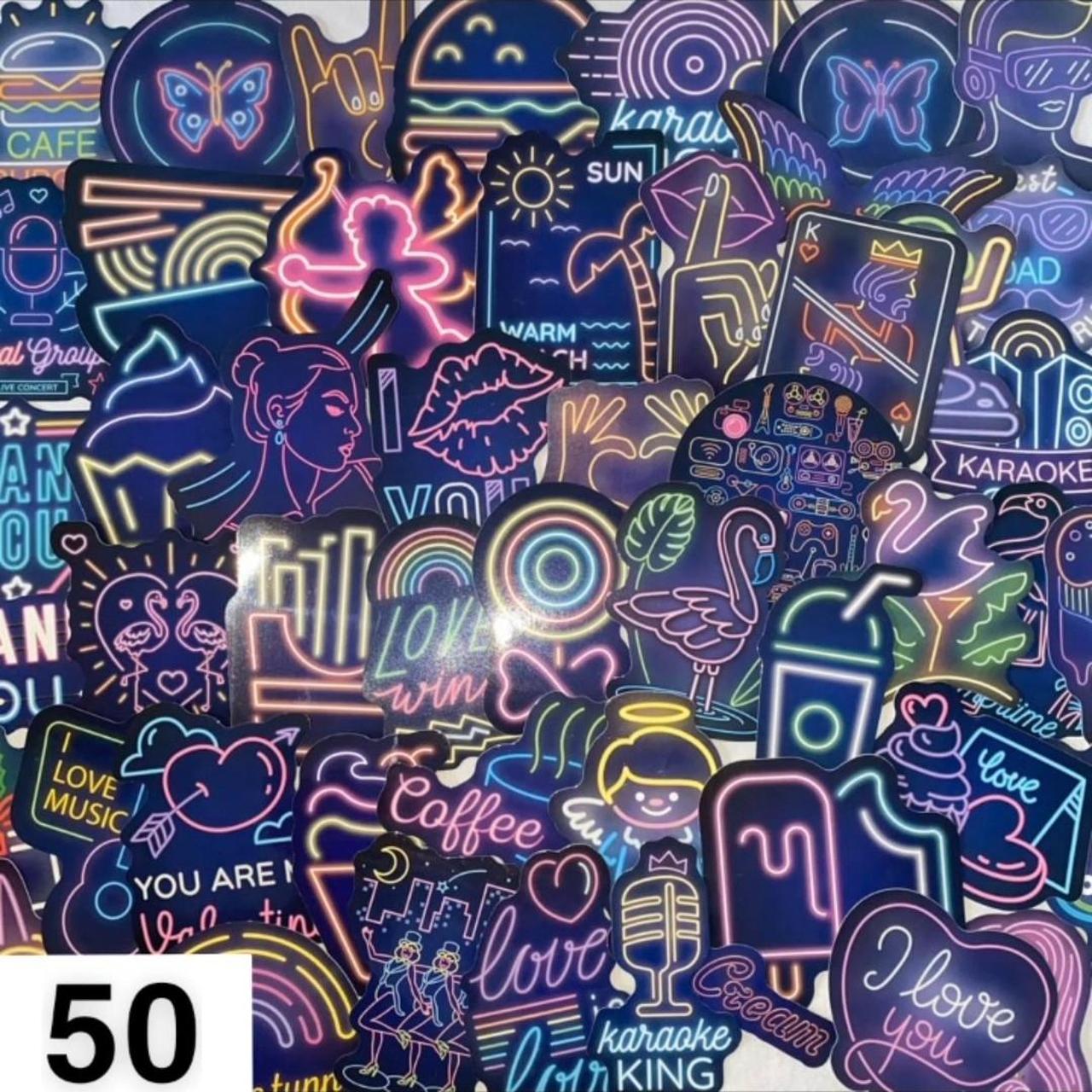 Aesthetic Girly Neon Sticker Bundle - 50... - Depop