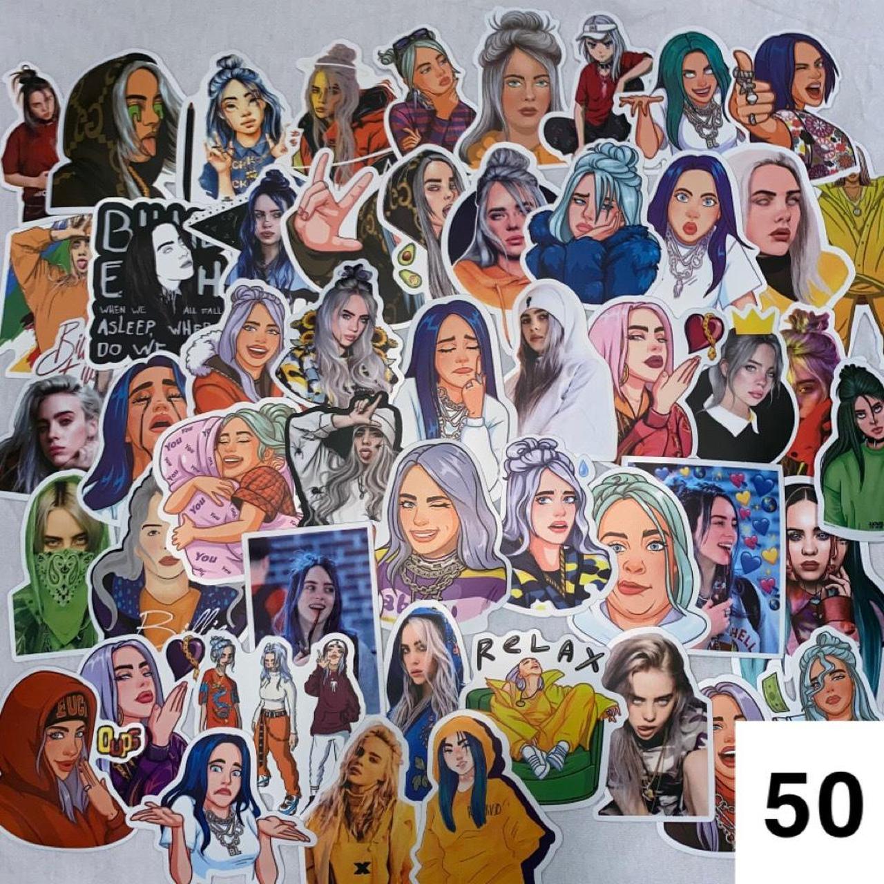 Aesthetic Cute Billie Eilish Sticker Bundle - 50... - Depop