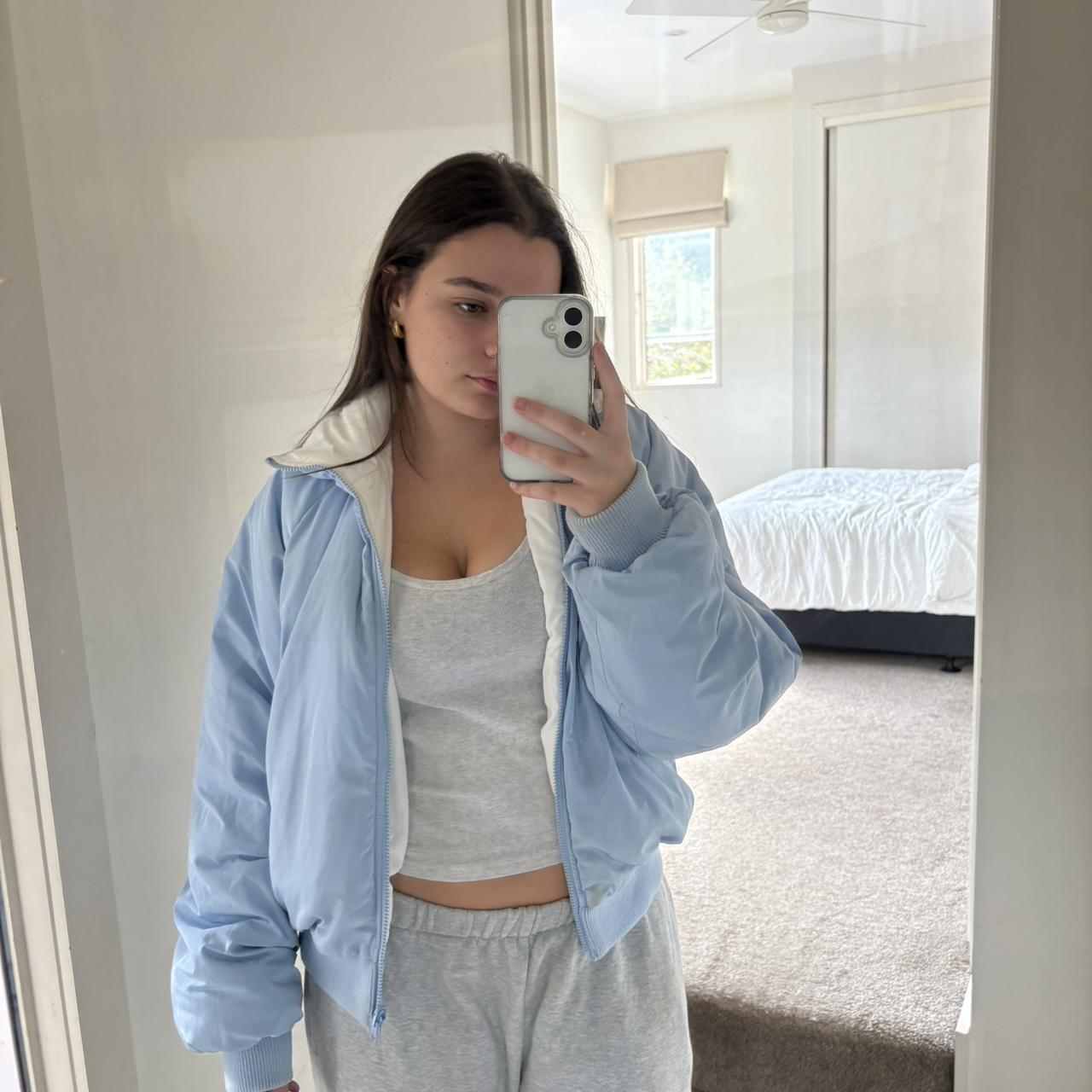 Brandy reversible puffer jacket Stains shown in... | Depop