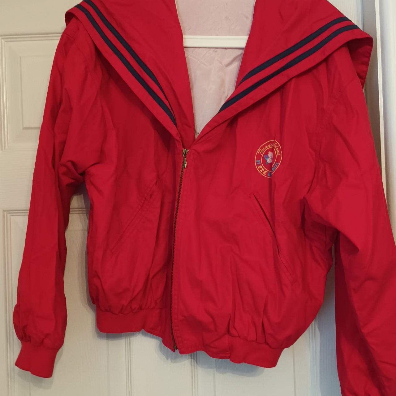 Vintage retro 1990s sports jacket. Red, split hood. 14 - Depop