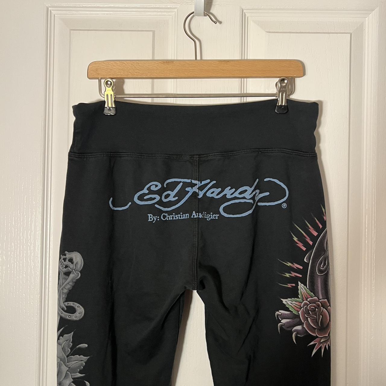 Ed Hardy flared bottoms with ‘Ed Hardy’ writing on... - Depop
