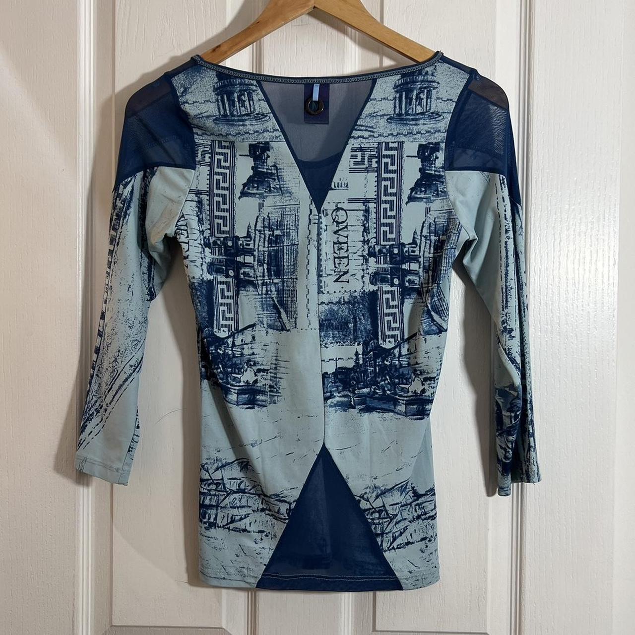 Save the Queen 3/4 length tight fit top with graphic... - Depop