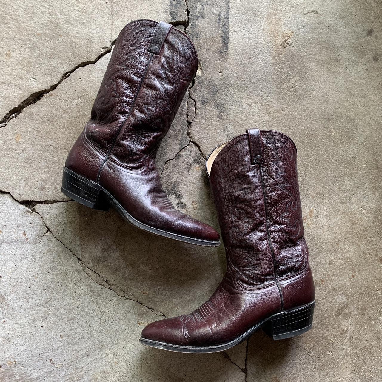vintage crimson dan post cowboy boots size 12 D... - Depop