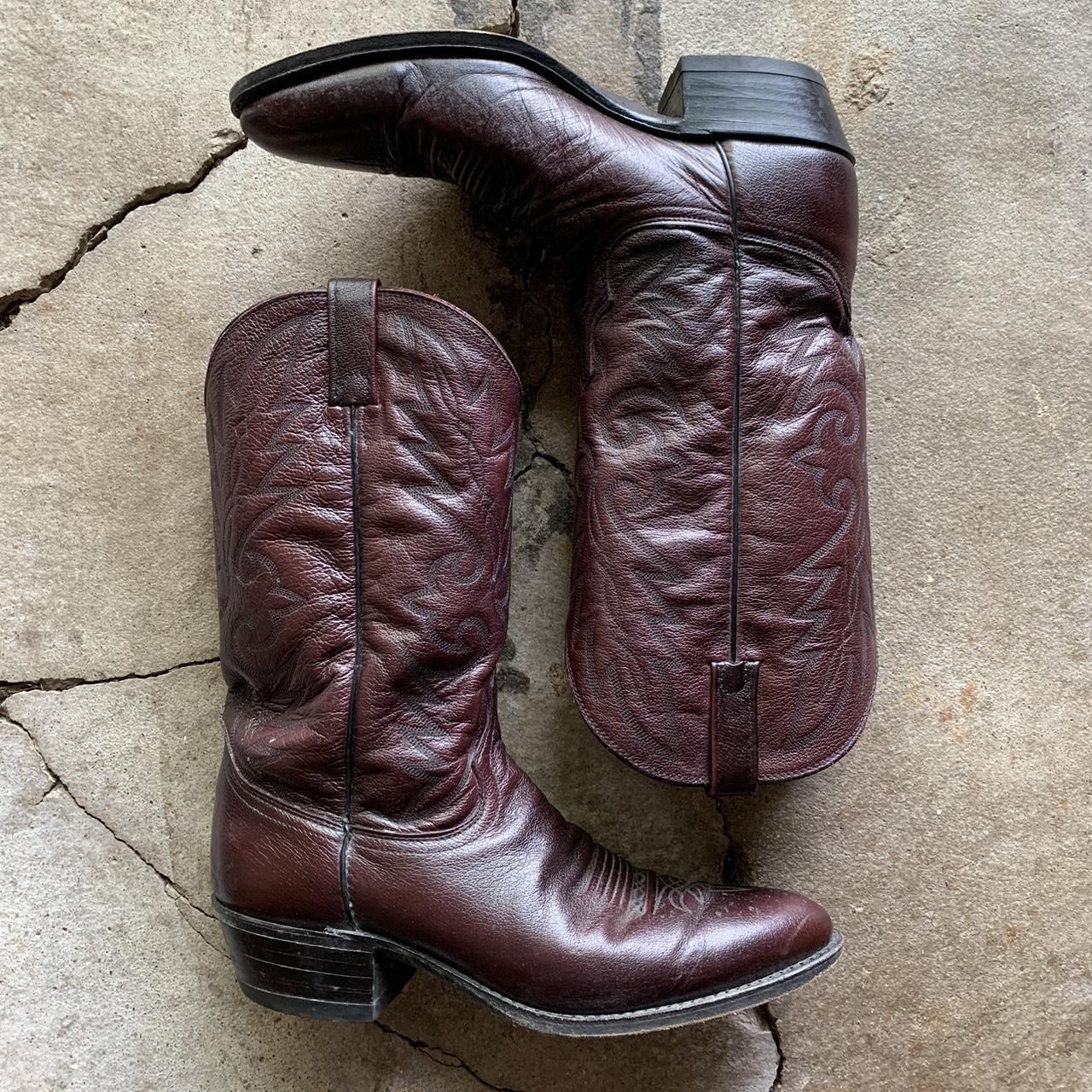 vintage crimson dan post cowboy boots size 12 D... - Depop