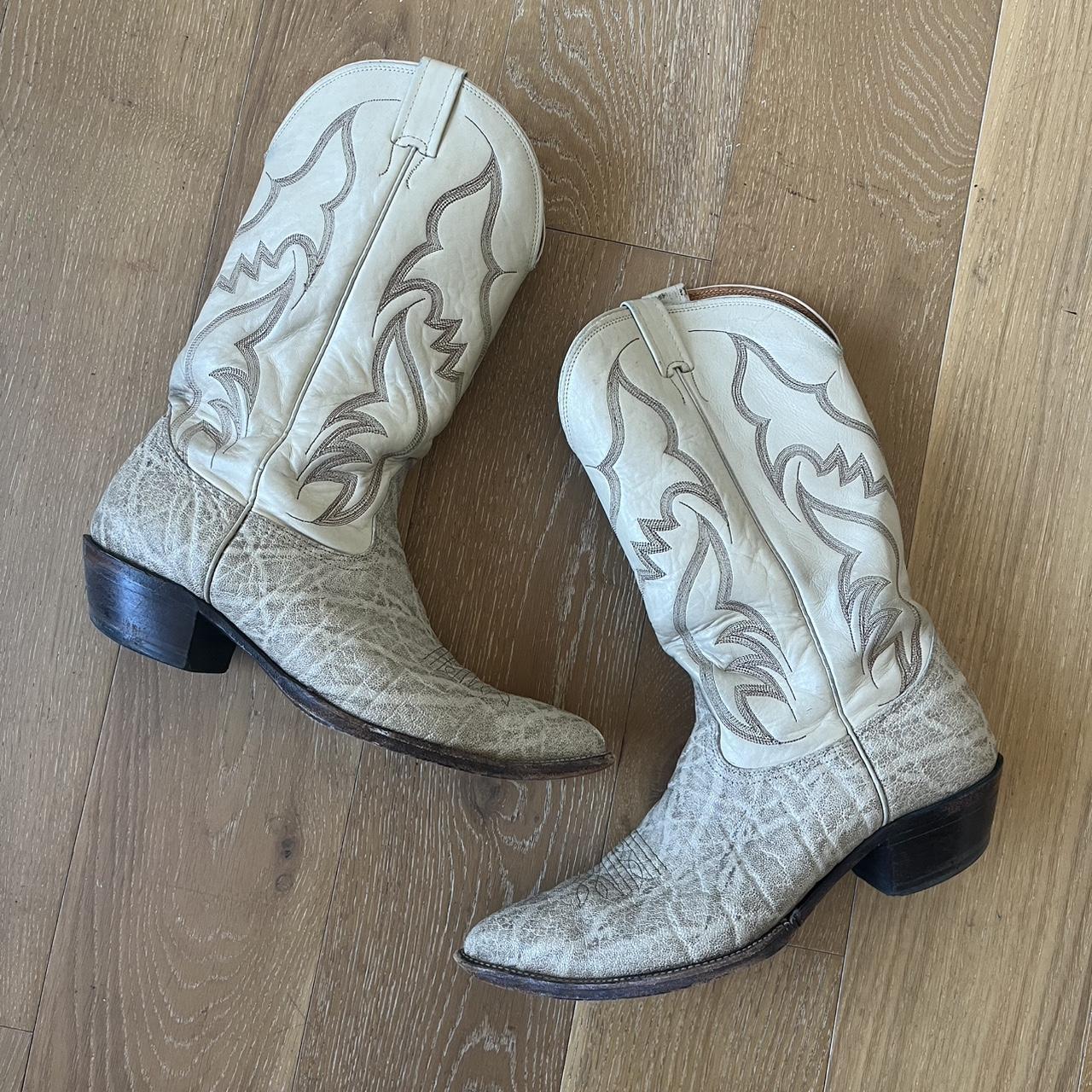 1980s White Nocona Cowboy Boots size 12D in good... | Depop