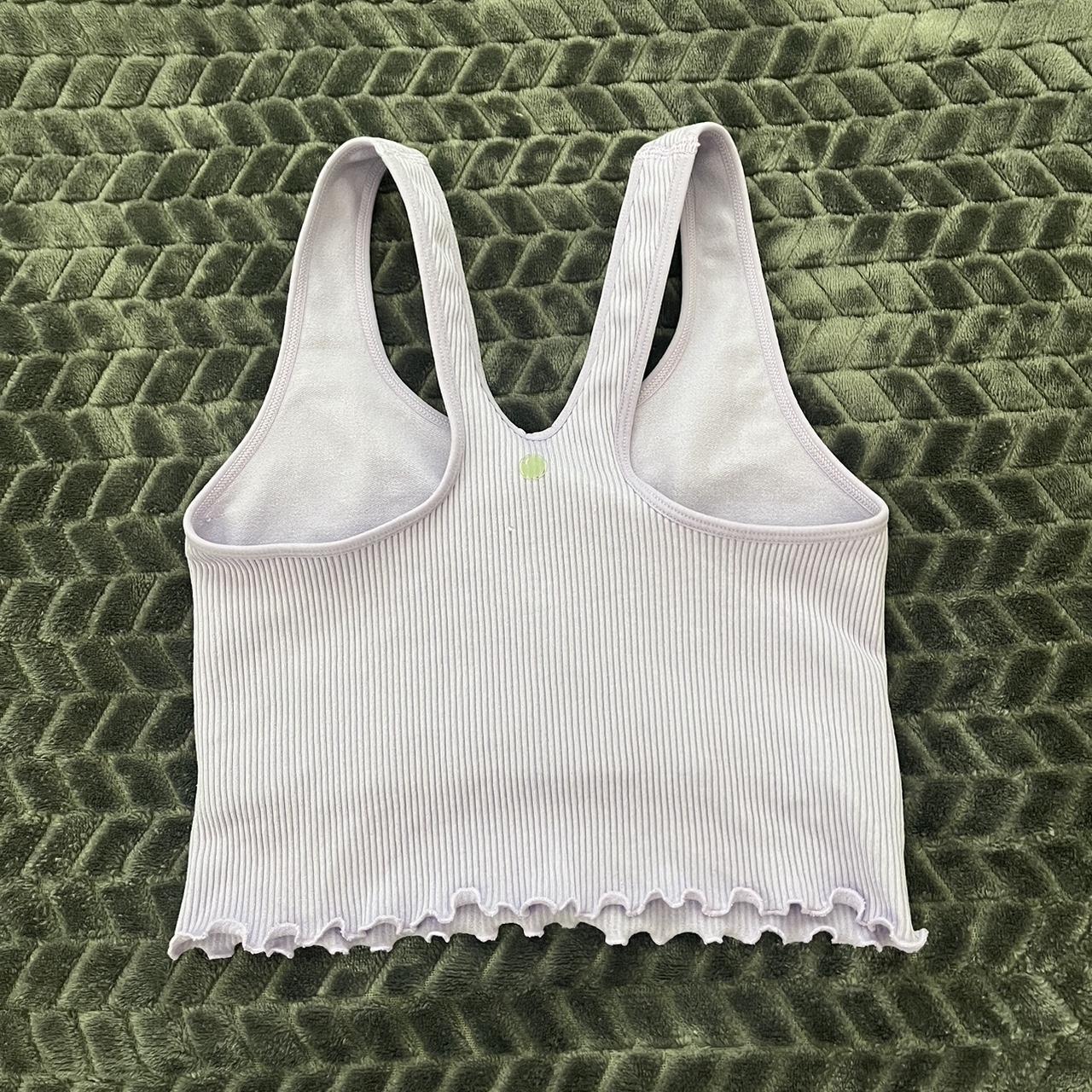 lavender workout ruffle cropped tank... - Depop