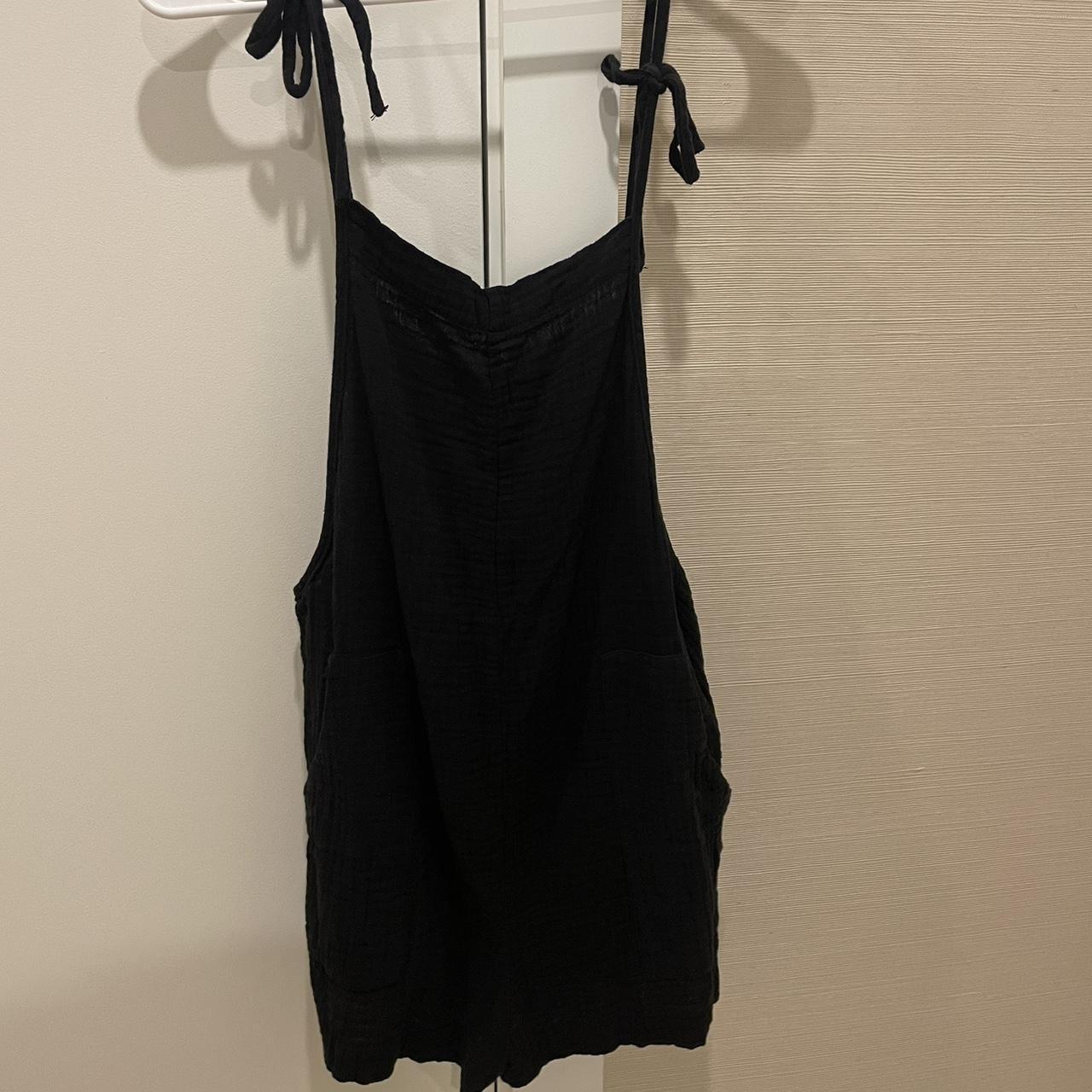 Black linen overalls with string tie together... - Depop