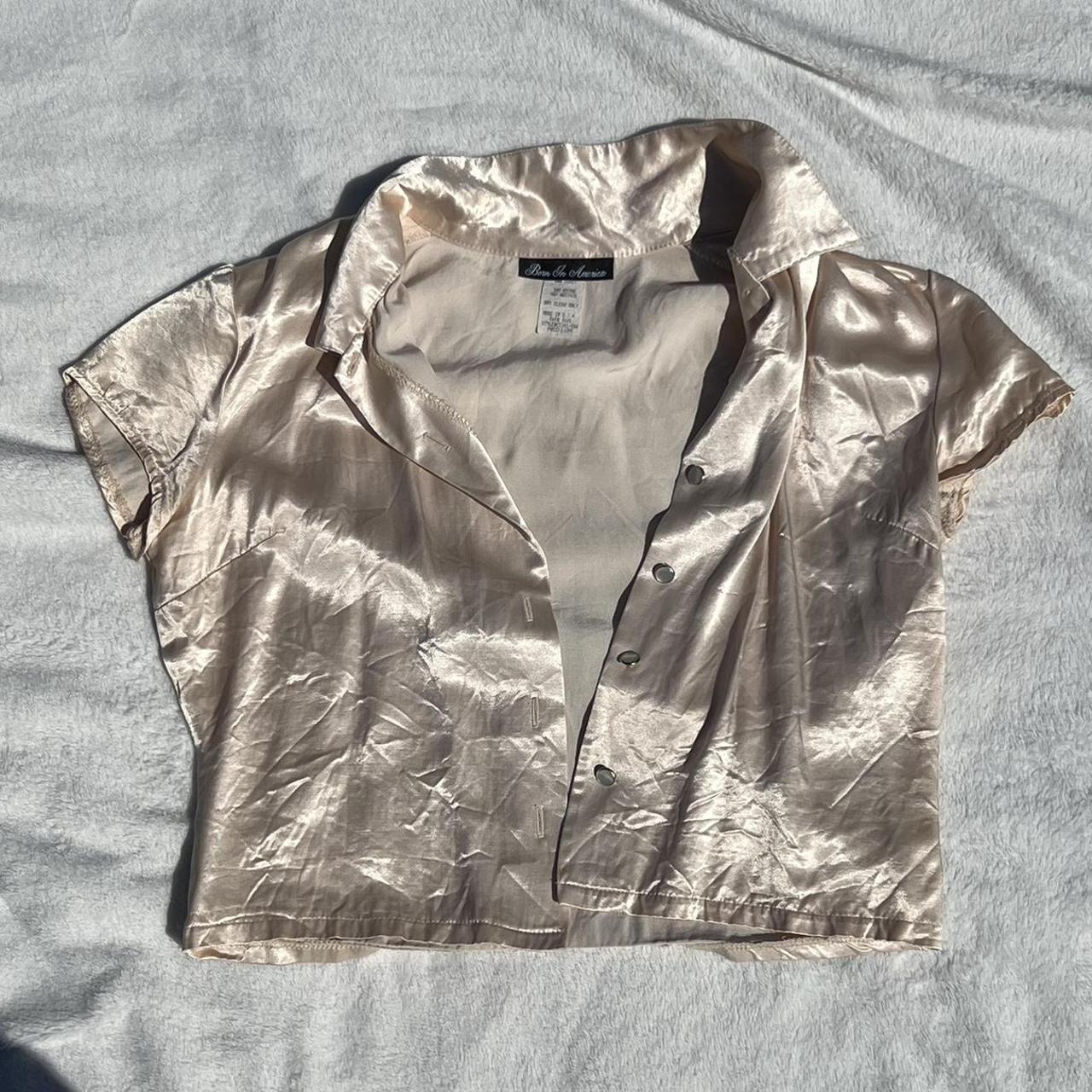shiny gold collared top! super elegant and would... - Depop