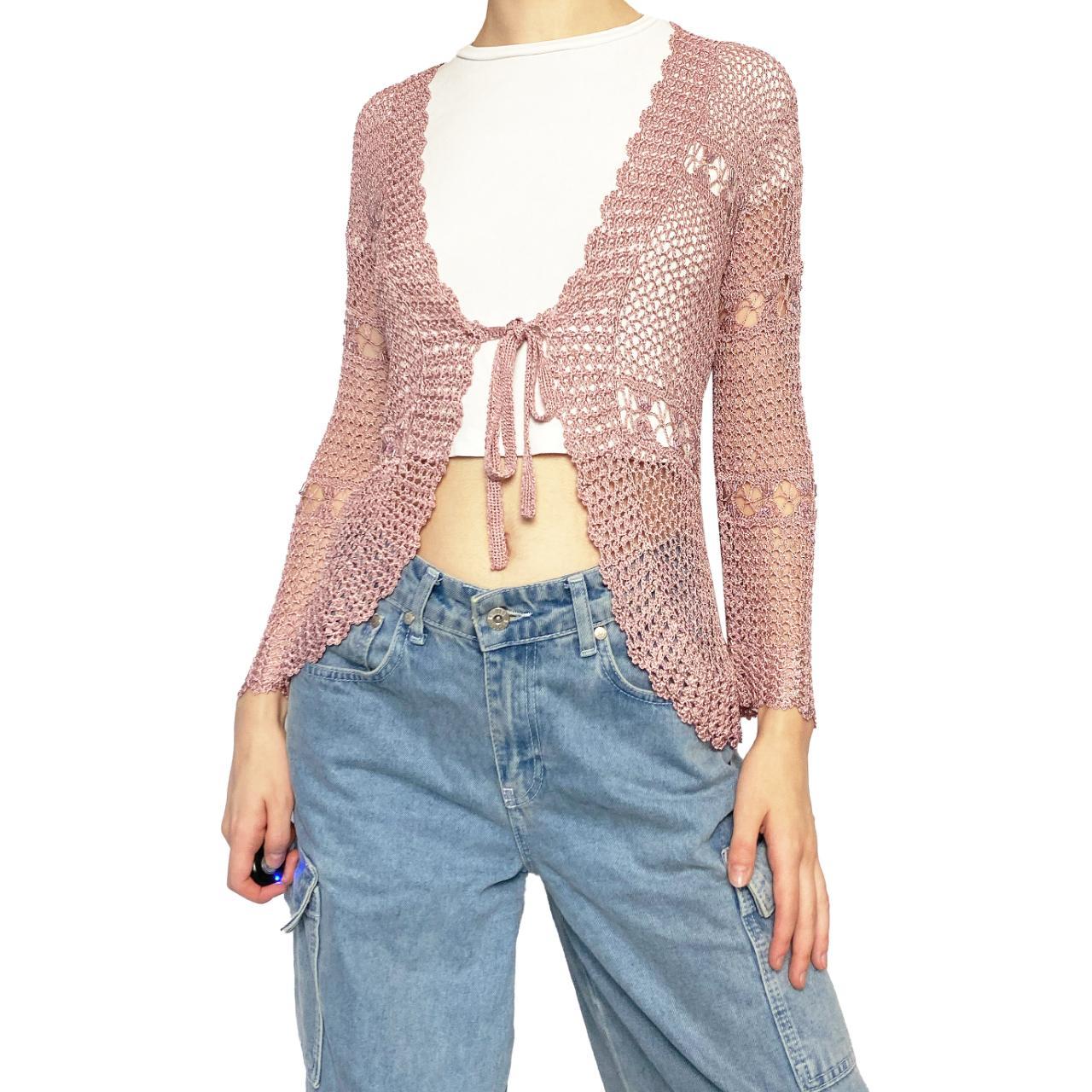 fairy pink crochet cardigan Cute dusty pink crochet... - Depop