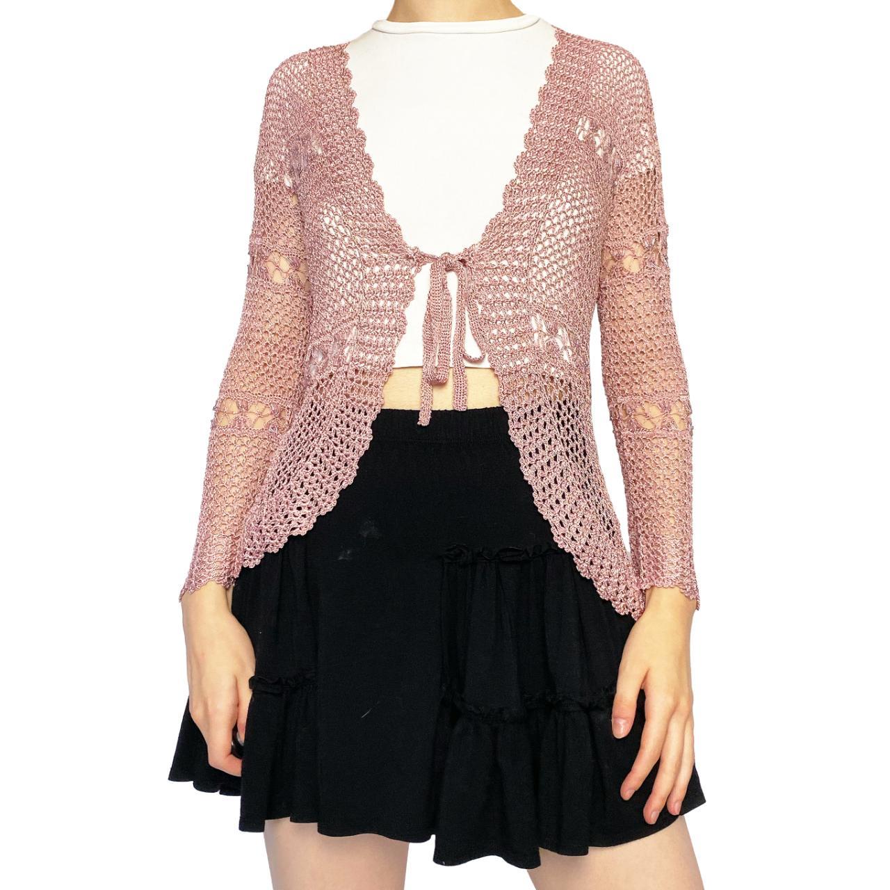 fairy pink crochet cardigan Cute dusty pink crochet... - Depop