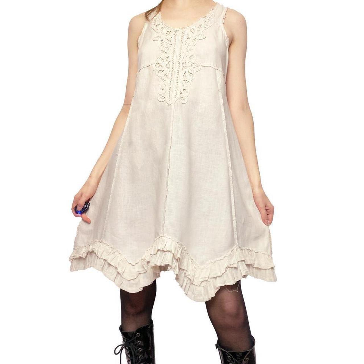 boho fairy cream dress Adorable cream / beige linen... - Depop