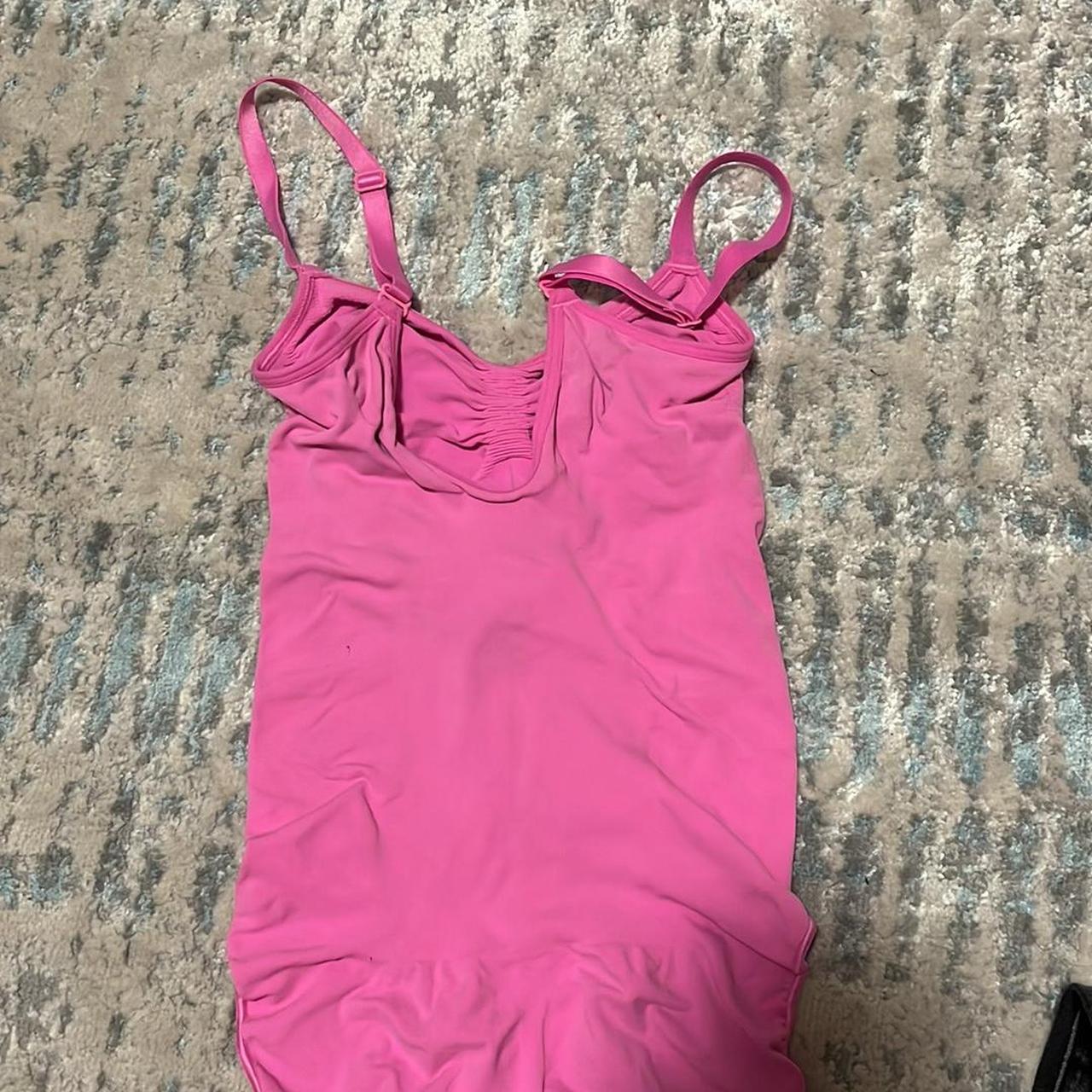 SKIMS limited release pink shapewear bodysuit, worn... - Depop