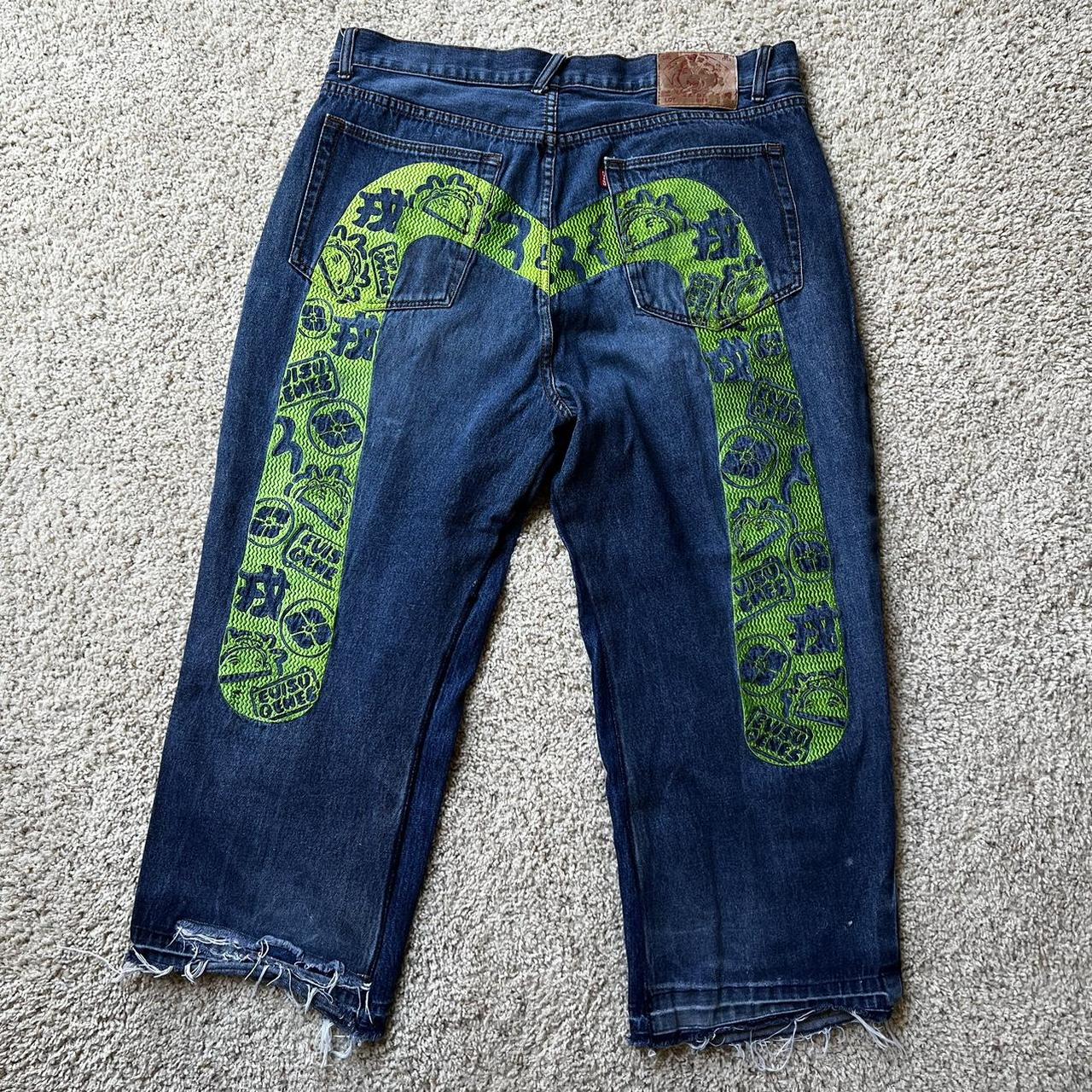 Evisu Denim jeans Embroidered design Custom made... - Depop