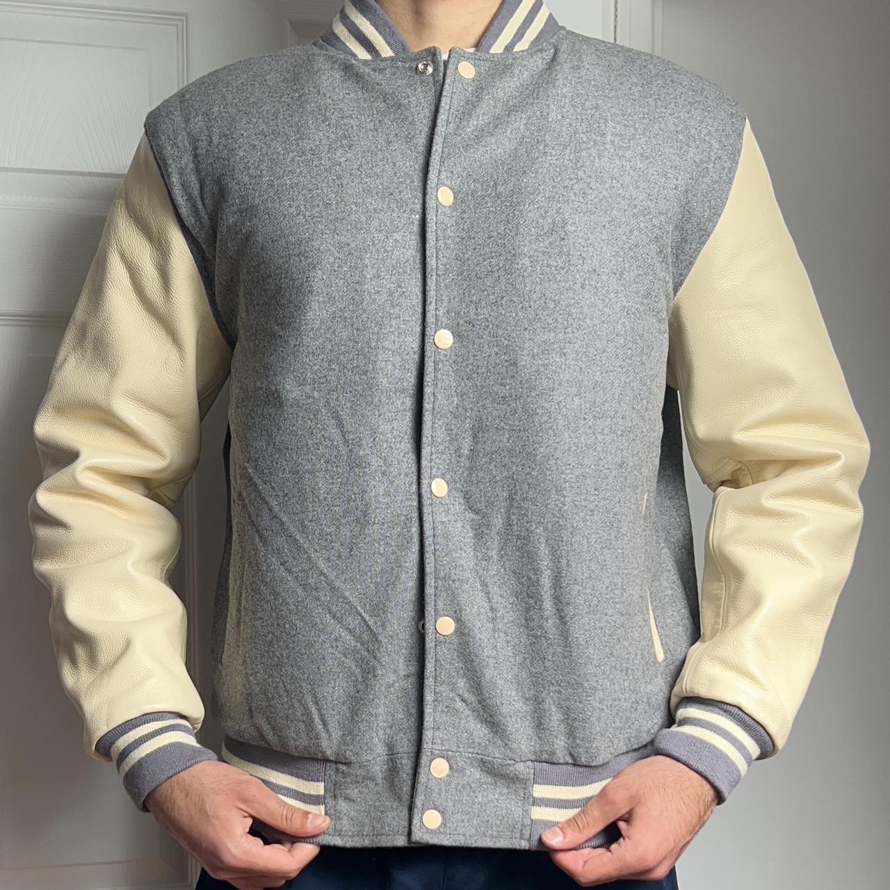 Cream Grey UNISEX Letterman Varsity Jacket - Depop