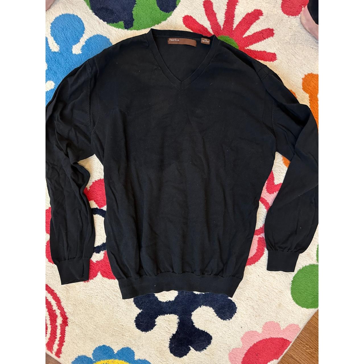 Classic black v neck sweater Perry Ellis XXL - Depop