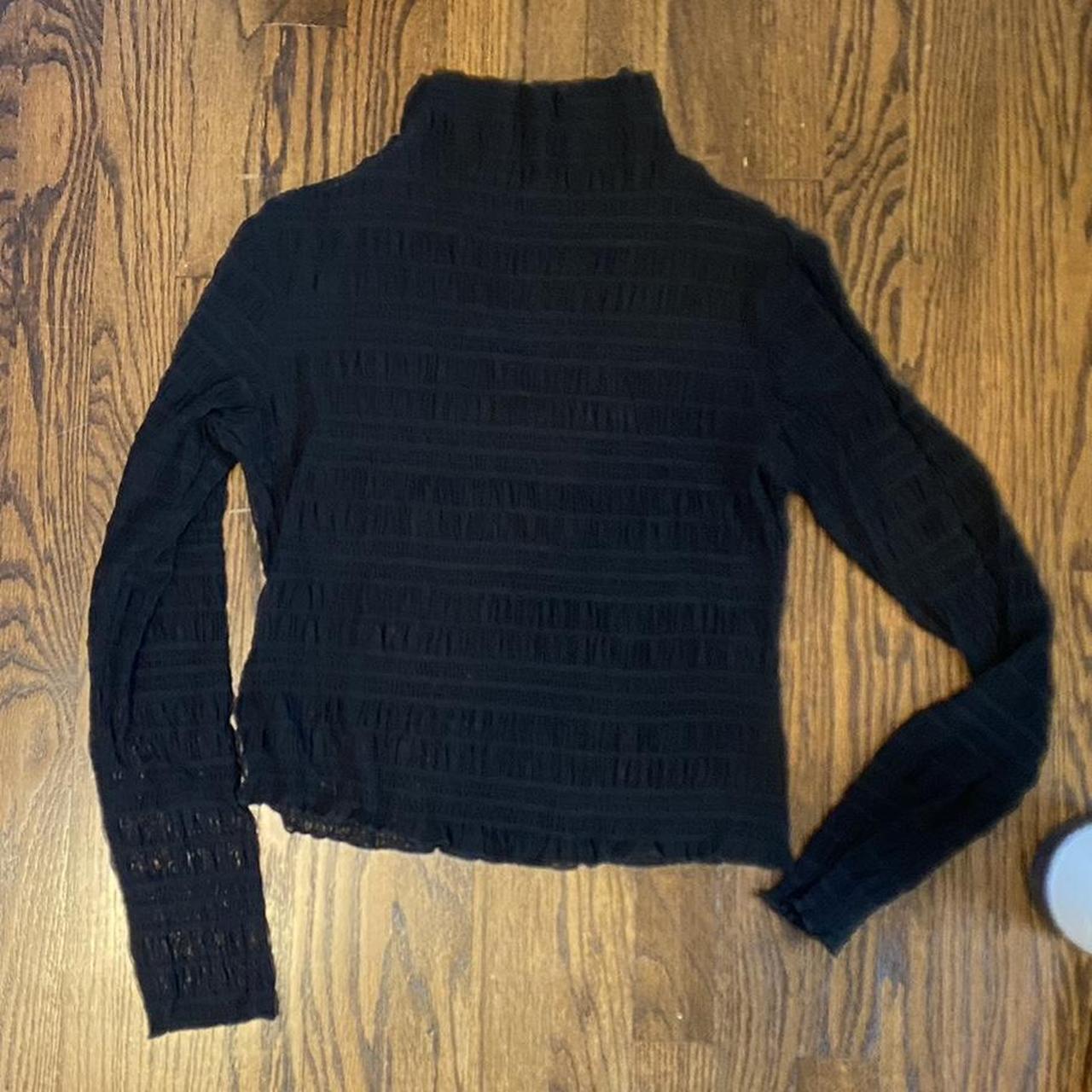 Black Mesh ruched mock turtle neck shirt Size S or... - Depop