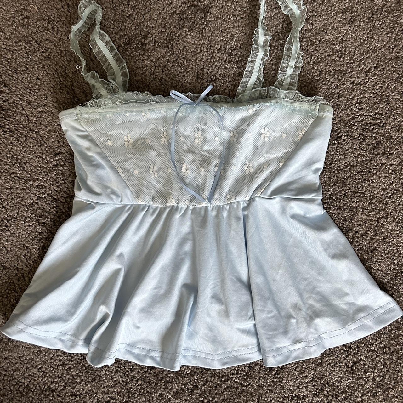 light blue cami 🩵 super cute with straps or with the... - Depop