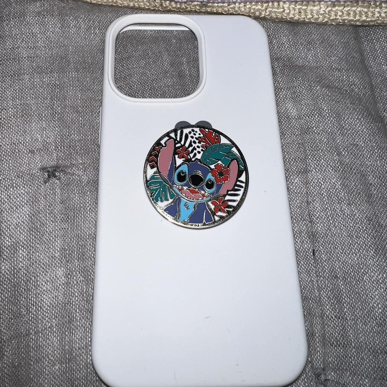 White iphone 13 pro phone case with stitch pop socket - Depop