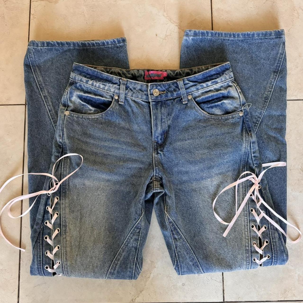 Edikted ribbon lace up jeans #ribbon #jeans... | Depop
