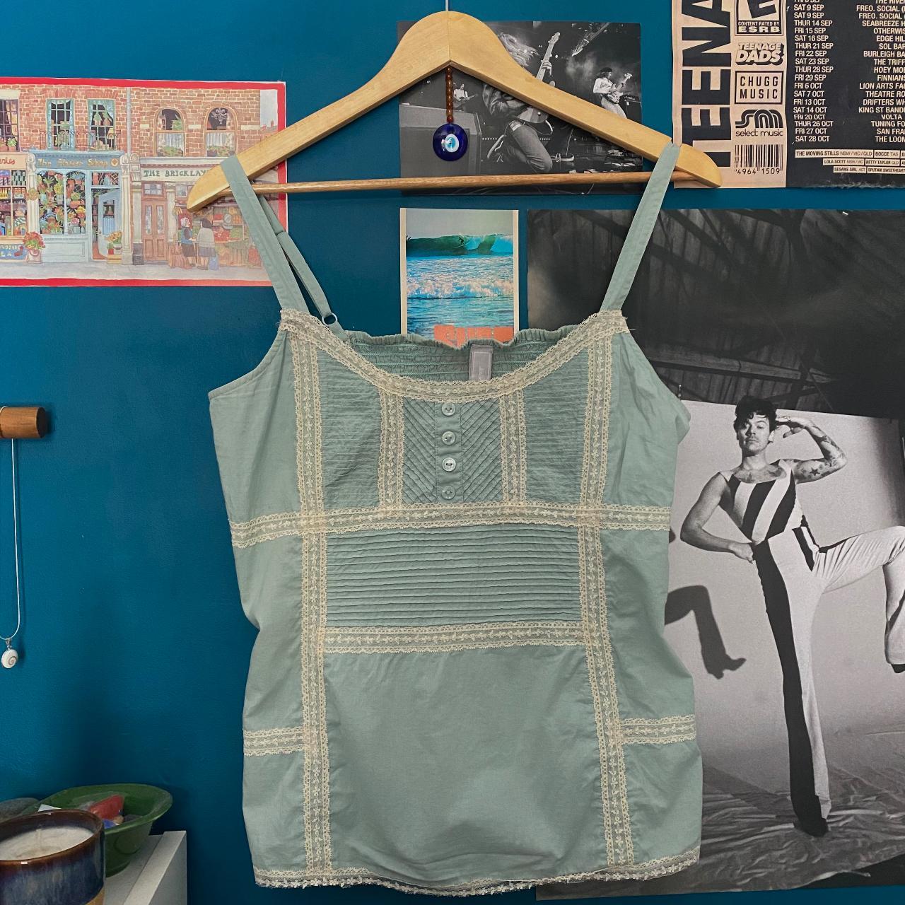 Prettiest light turquoise singlet, has lacy... - Depop