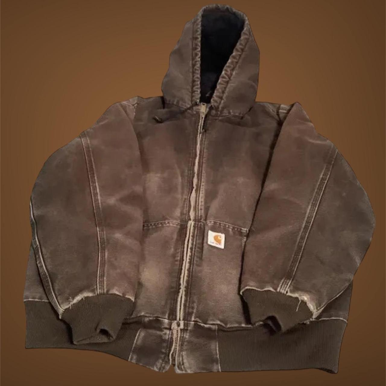 vintage distressed carhartt work jacket size xl... - Depop