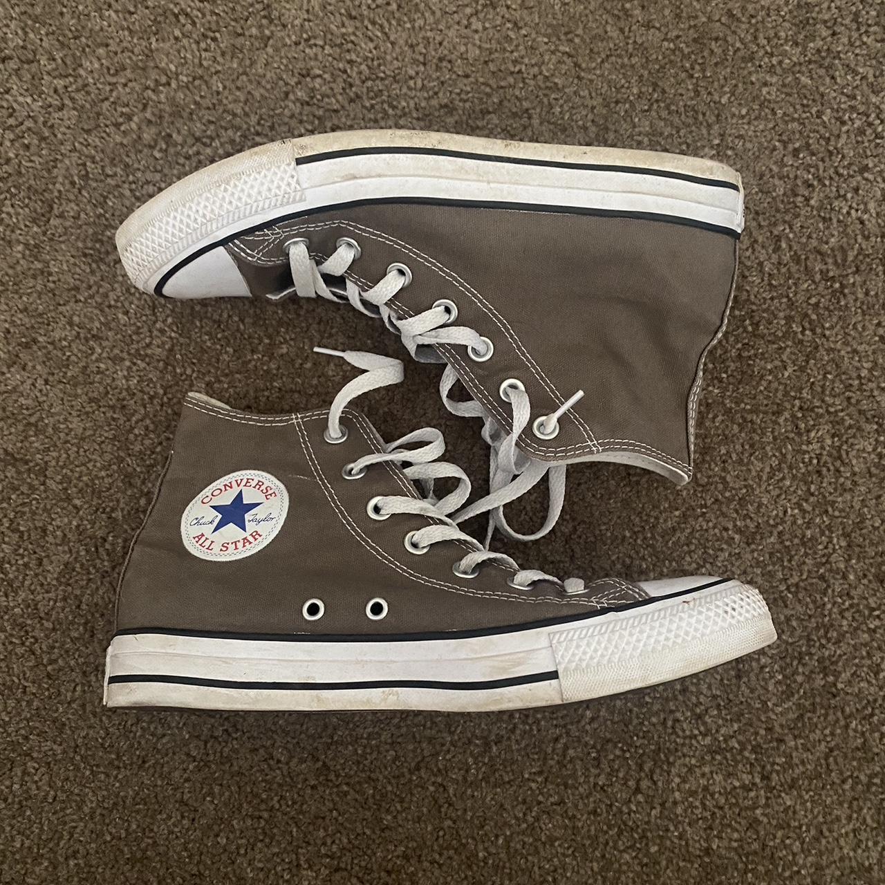 beige brown converse high tops ☆in good condition a... - Depop