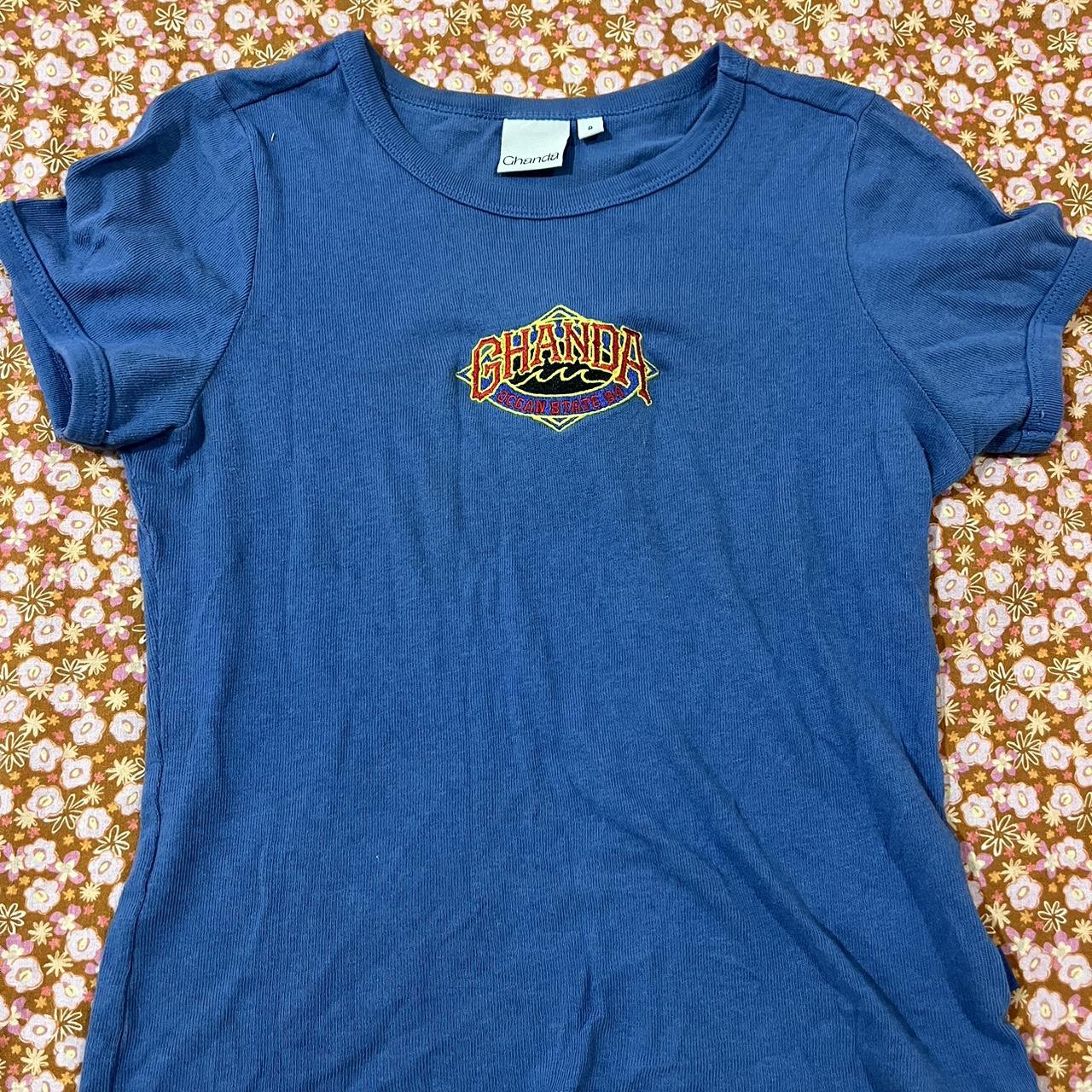 Basic blue ghanda baby tee - rarely worn - size 8 -... - Depop