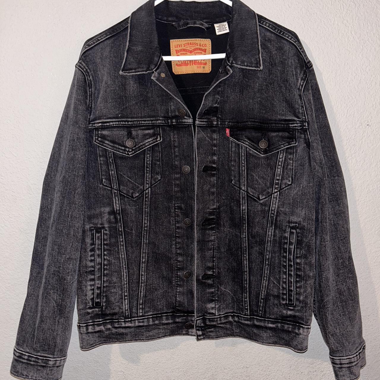 Levi’s washed black denim jacket Size M Only worn a... - Depop