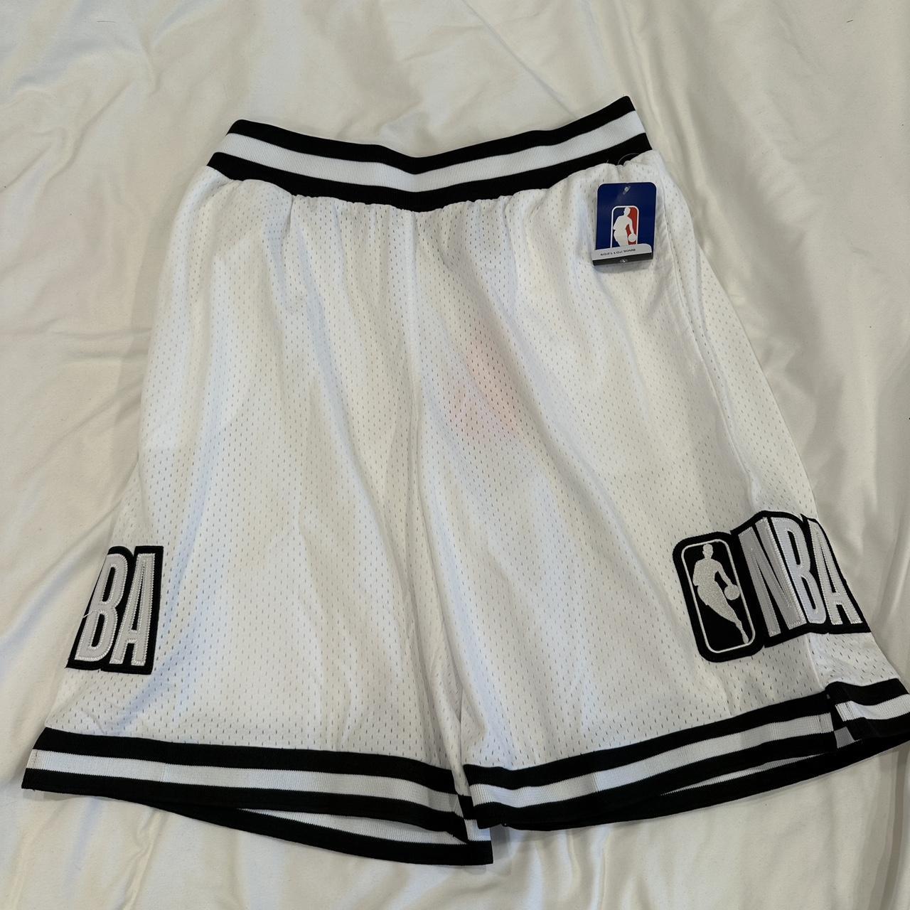 NBA White and Black Basketball Shorts - brand new... - Depop