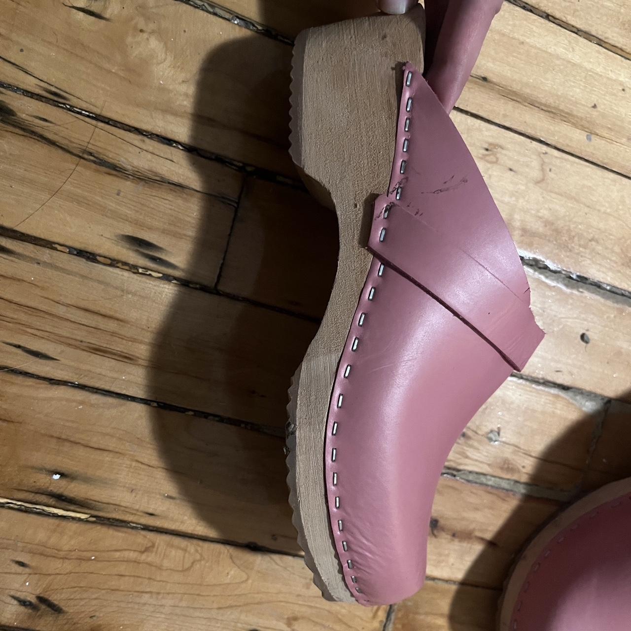 Pink Swedish clogs. In baby pink leather with wood... - Depop
