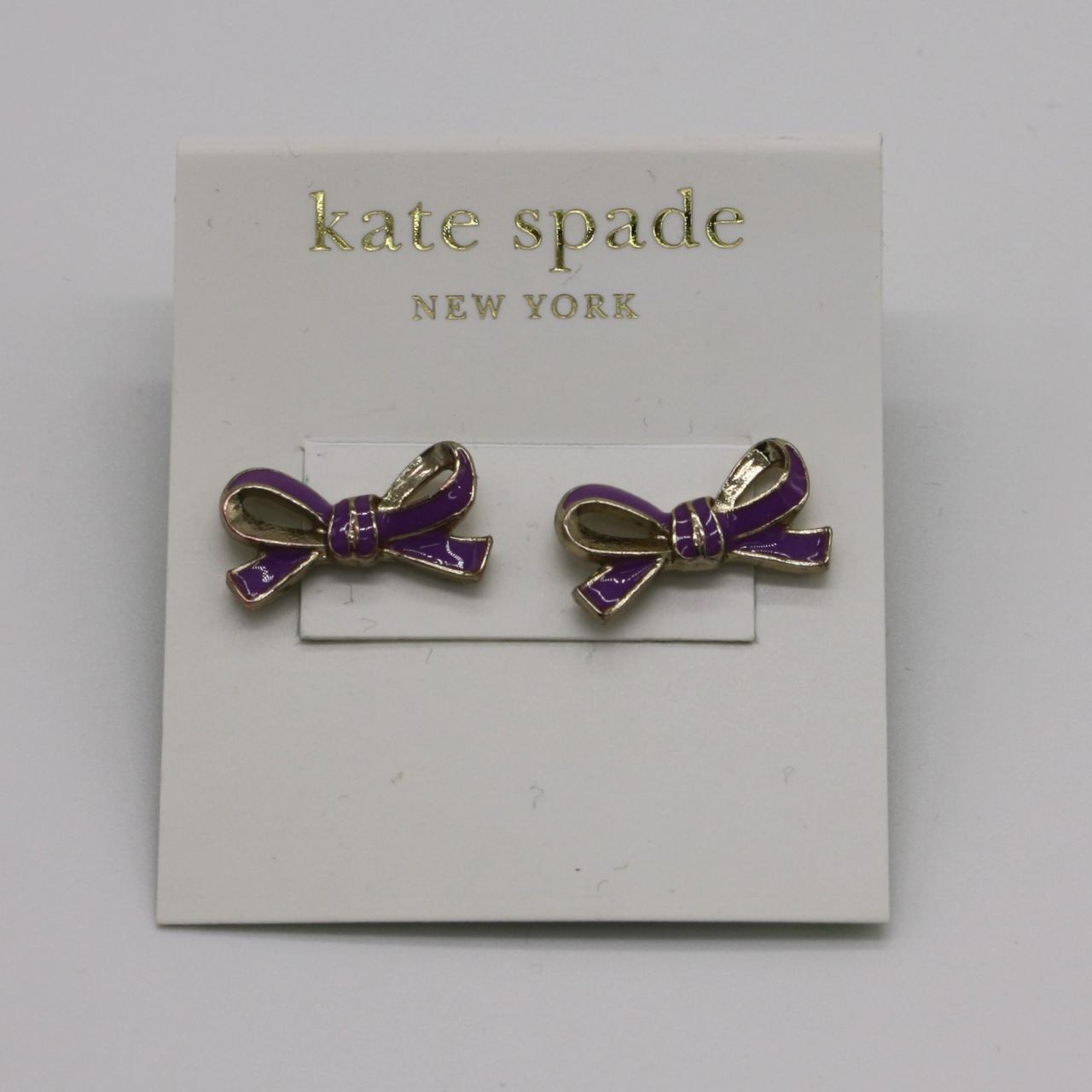 Kate Spade Purple Skinny Bow Studs Earrings This... - Depop