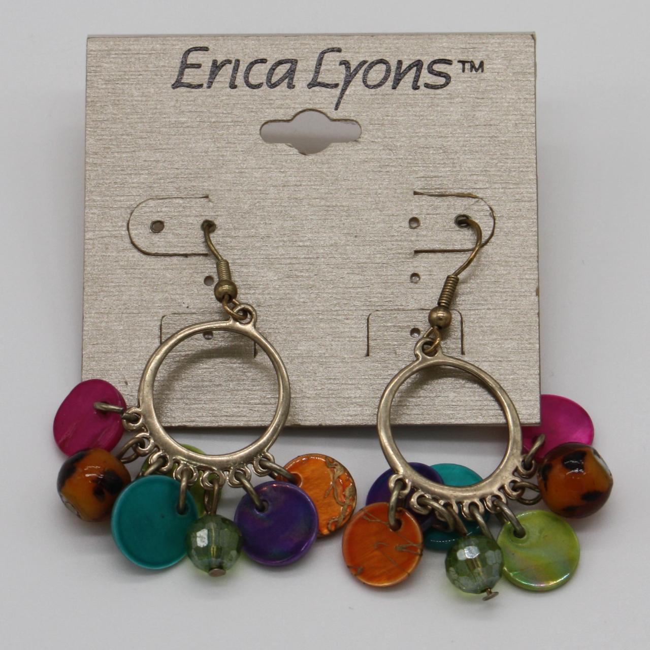 Erica Lyons Multi-Color Dangle Earings Brand New On... - Depop