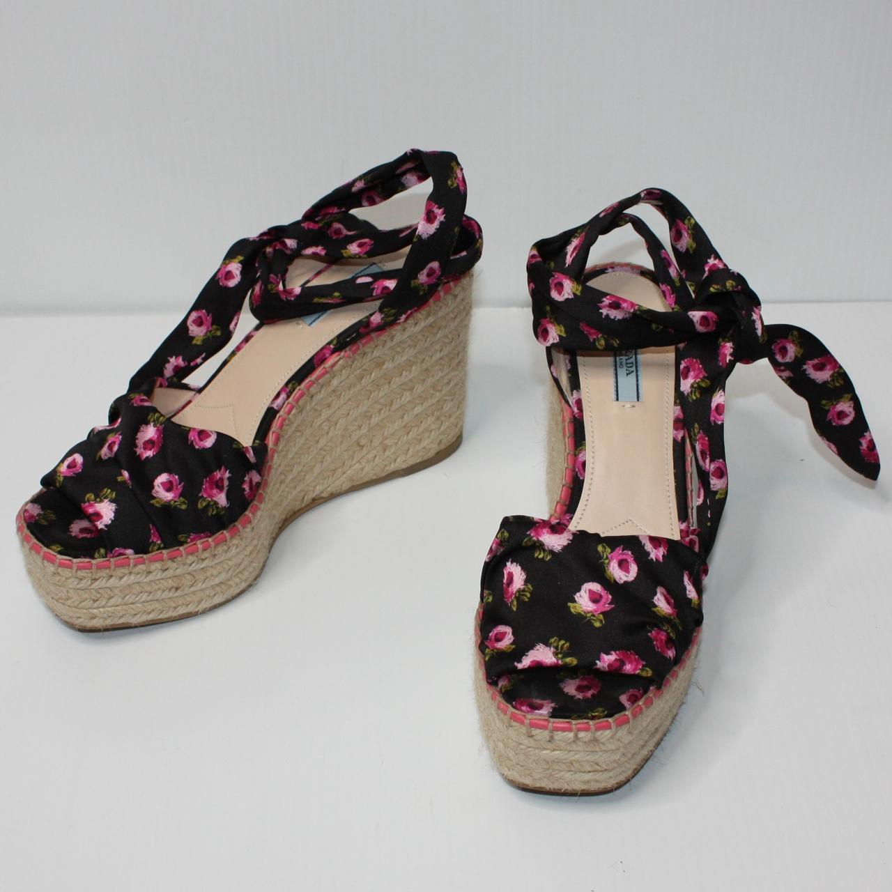 Prada Platform Wedge Espadrille Sandal Shoes in... - Depop