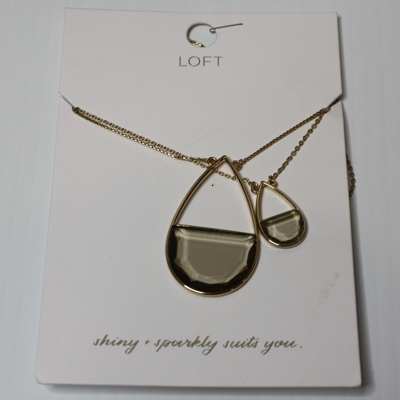 Loft Half Circle Stone Pendant Necklace Set New on... - Depop
