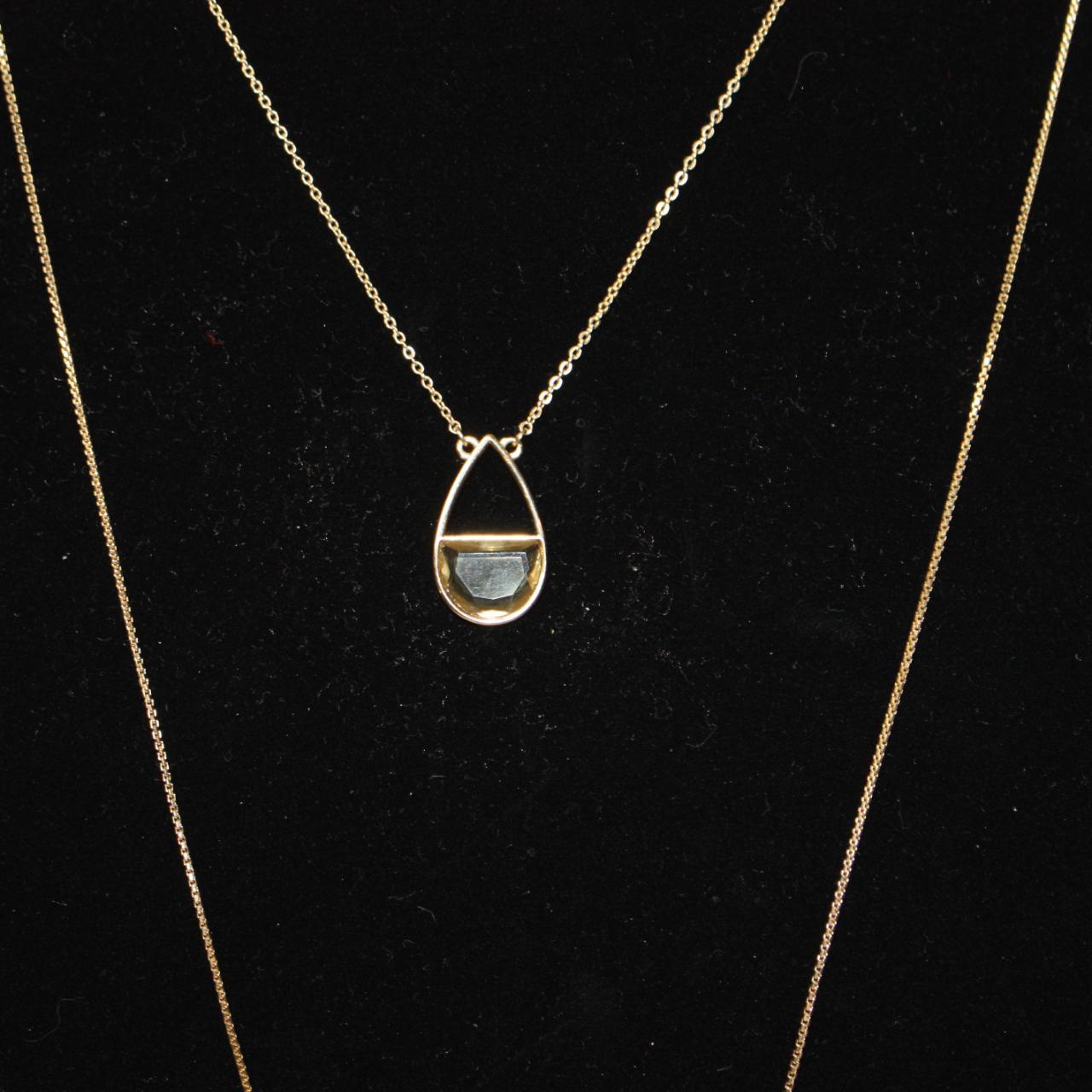 Loft Half Circle Stone Pendant Necklace Set New on... - Depop