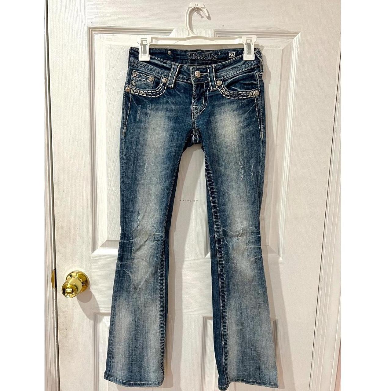 Vintage Low Rise Miss Me Jeans Bedazzled pockets,... - Depop