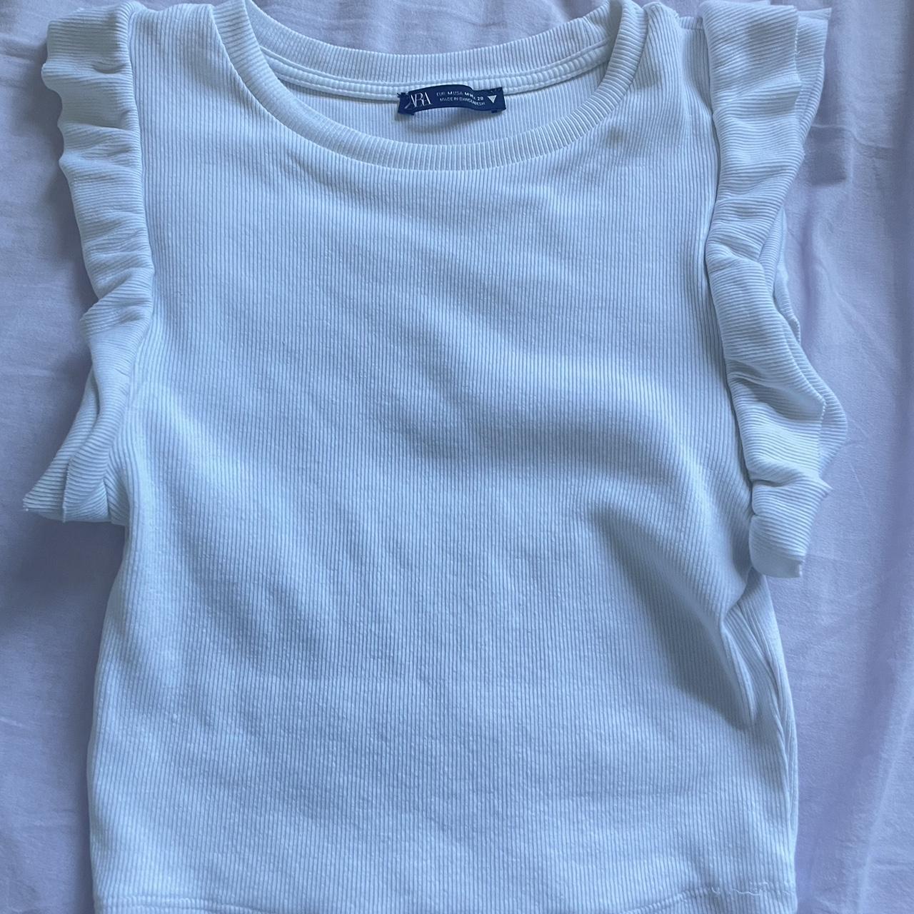 Zara white ruffle shirt Super cute No stains or... - Depop