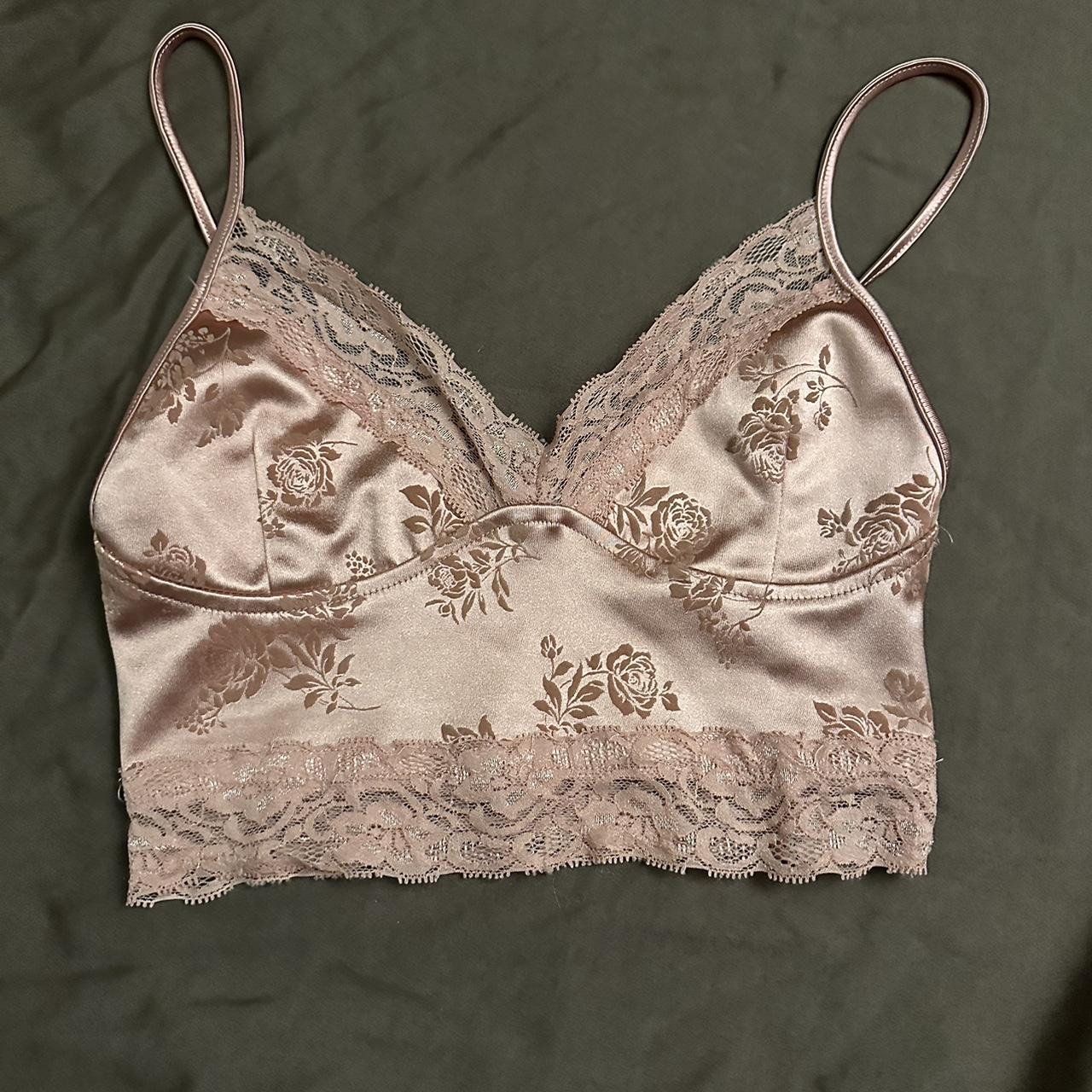 cropped pink satin tank size xxs - Depop