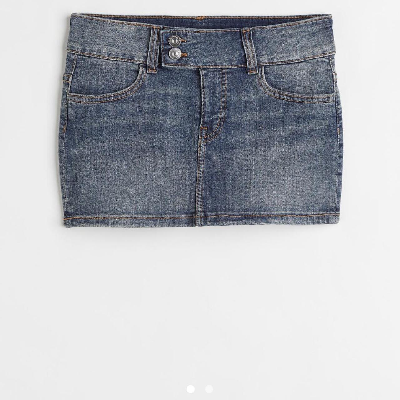 H&M denim low rise mini skirt Out of stock Repot - Depop