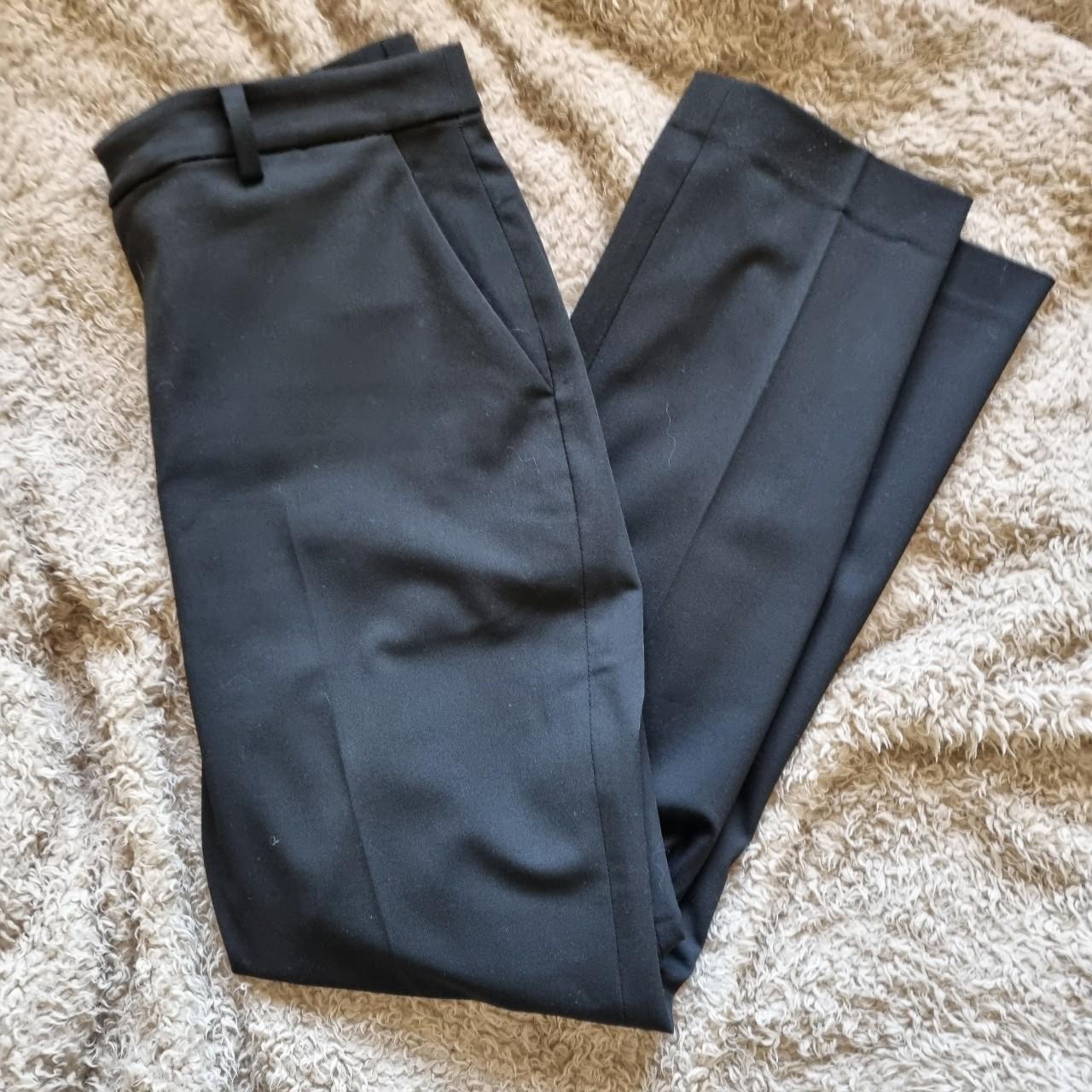 Uniqlo black straight leg trousers, front and back... - Depop