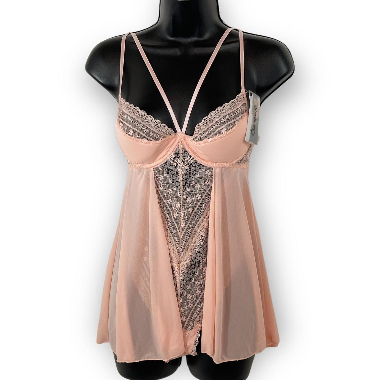 NEW Escante Peach Lace Teddy Doll Underwire... - Depop