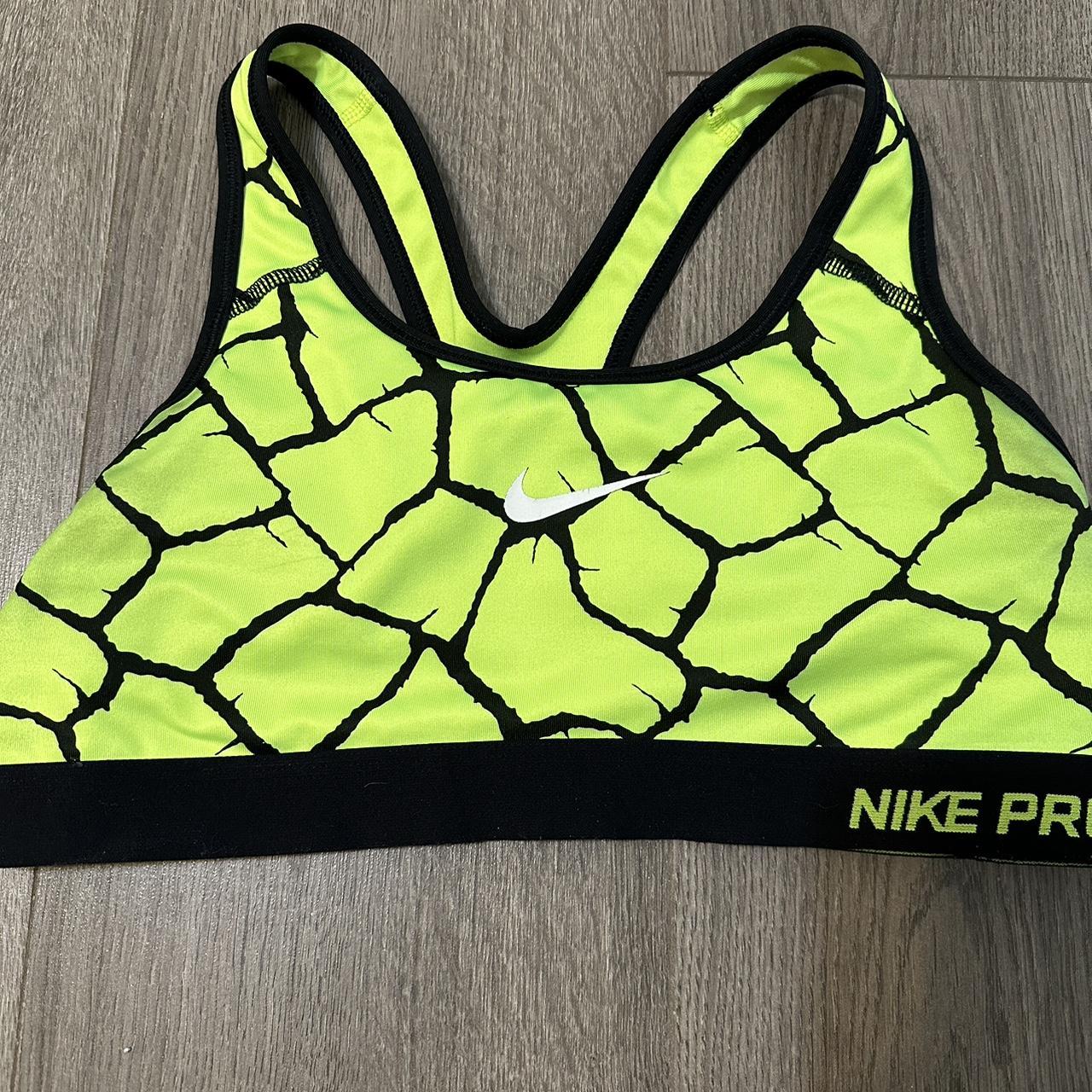 Neon green Nike pro sports bra Gently used Size... - Depop