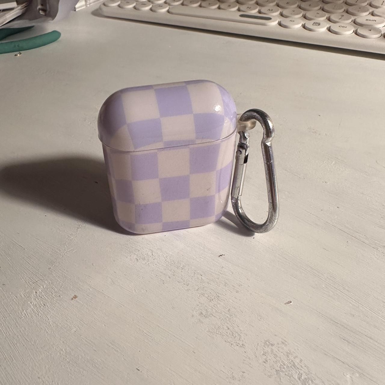 Purple and white checkered AirPods case from Typo
