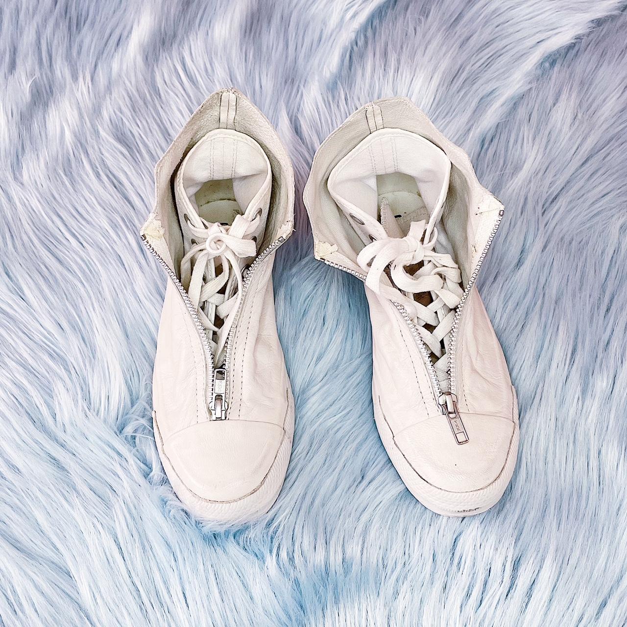 Converse Chuck Taylor white leather Shroud hi top... - Depop