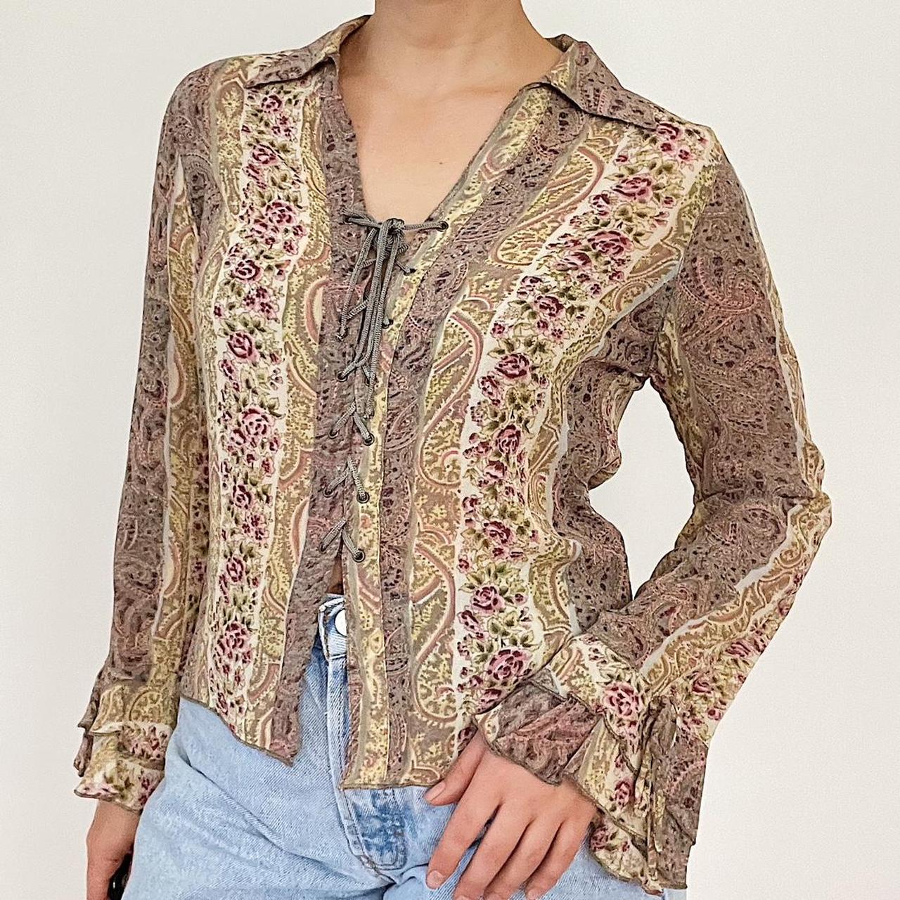 Vintage 90’s Angie brand boho style rayon paisley... - Depop